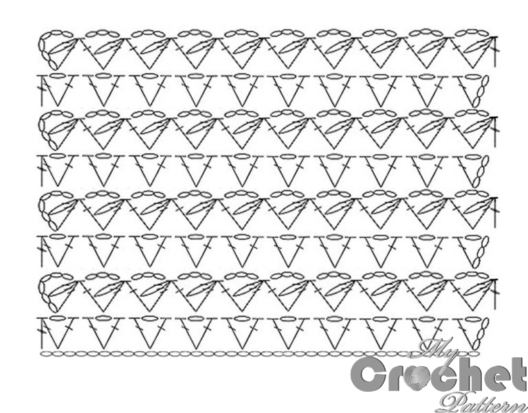 Pink crochet openwork pattern with cluster and shell | Mycrochetpattern