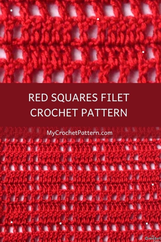 Red squares filet crochet pattern | Mycrochetpattern