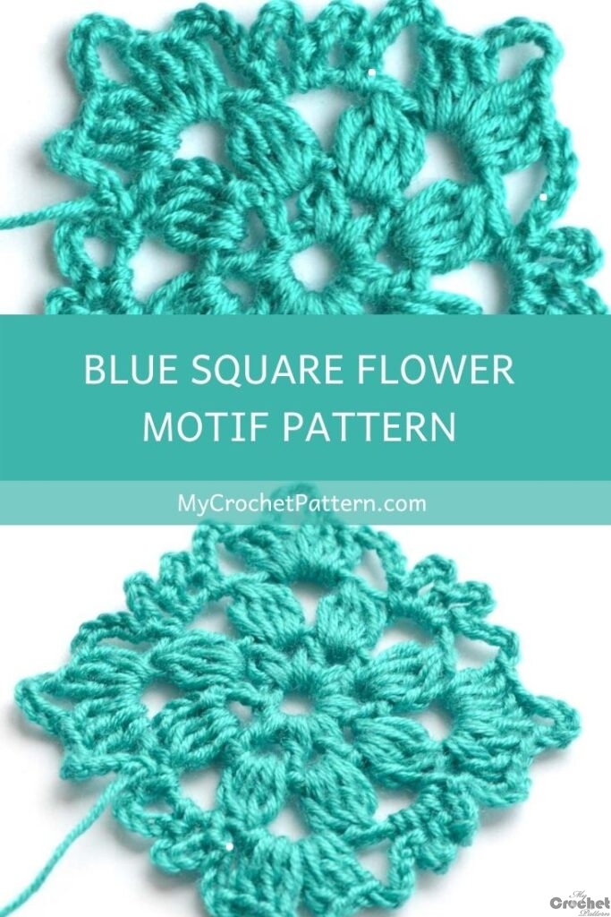 Blue square flower motif pattern | Mycrochetpattern