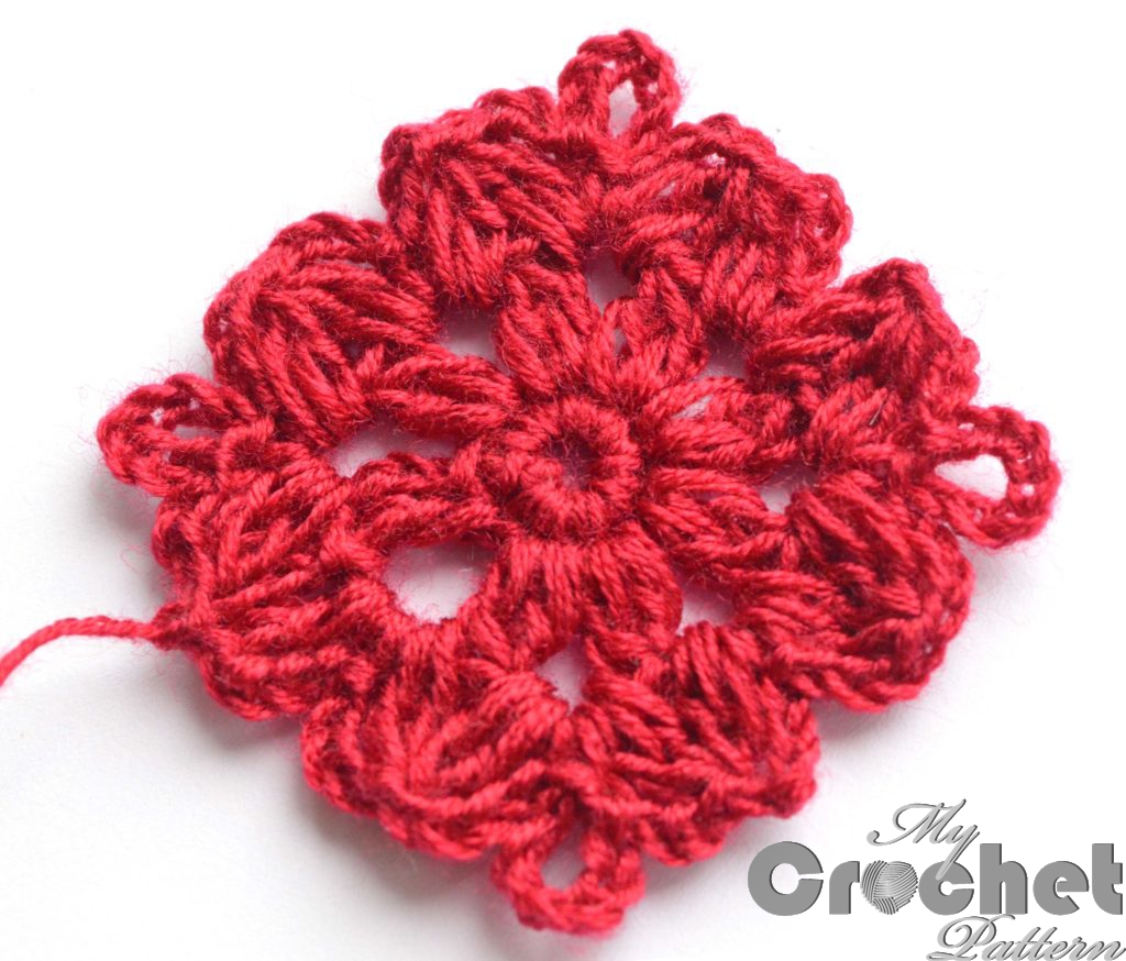 Red crochet flower thic yarn | Mycrochetpattern