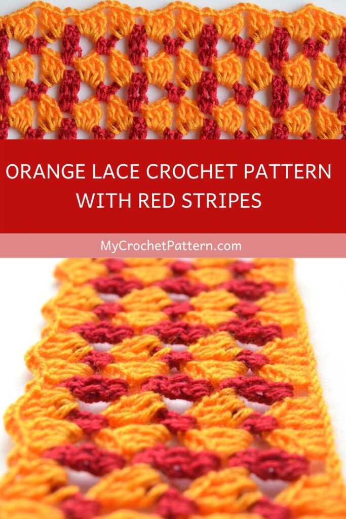 Orange lace pattern red stripes | Mycrochetpattern