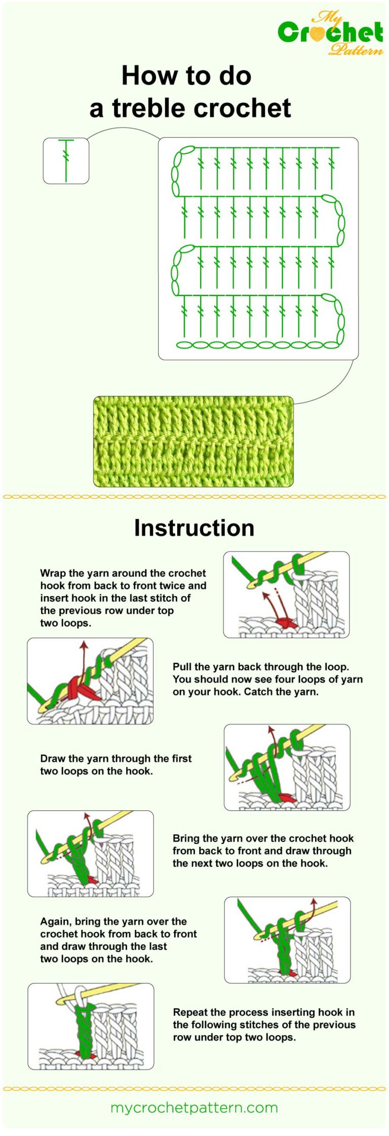 How to do a treble crochet | Mycrochetpattern