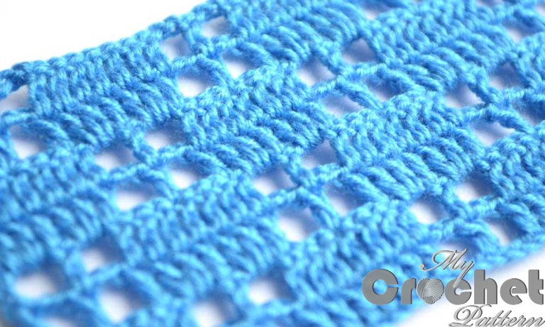 Blue filet pattern little squares - MyCrochetPattern