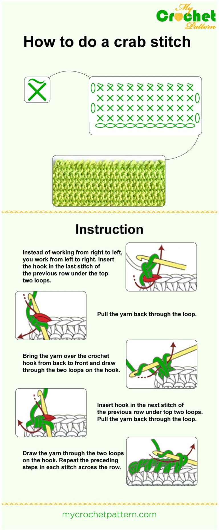 How to do a crab stitch (method 1) | Mycrochetpattern