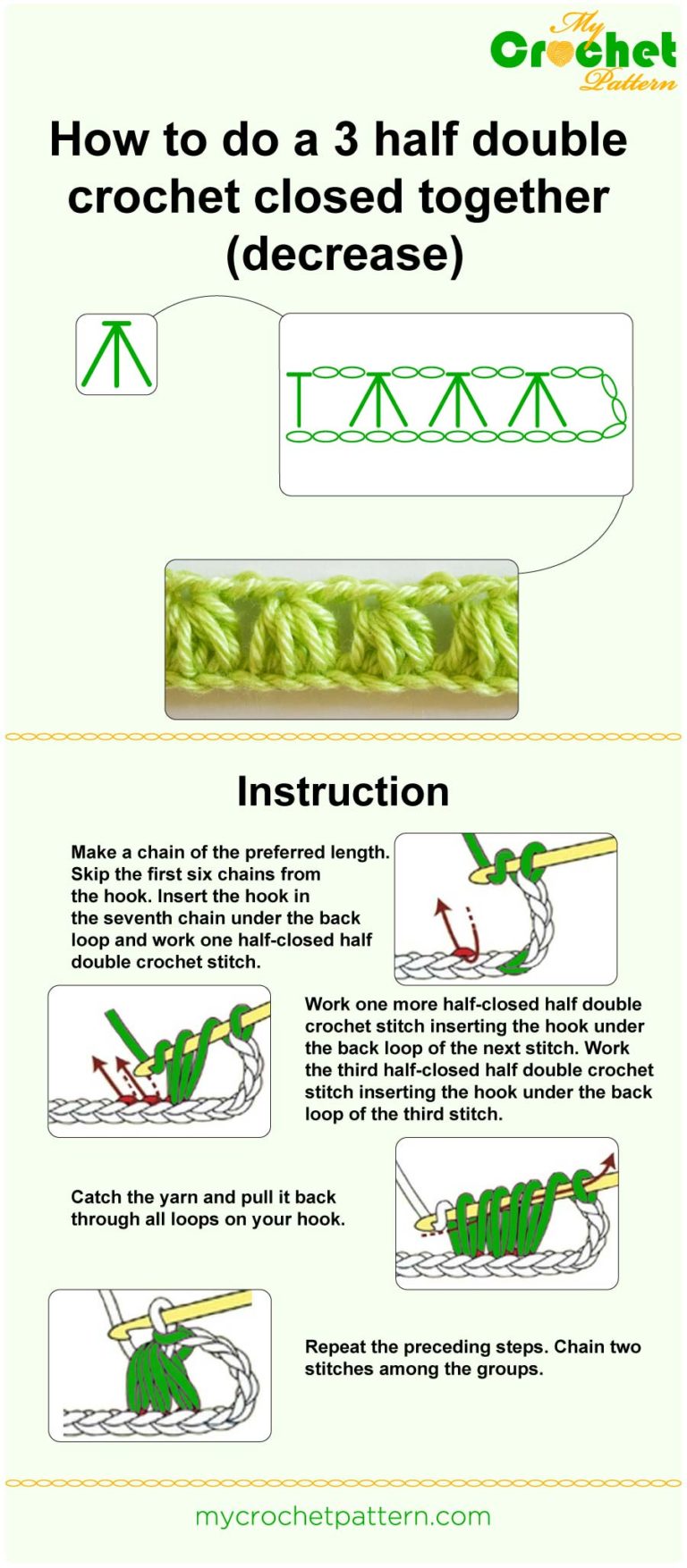 3 half double crochet closed together tutorial | Mycrochetpattern
