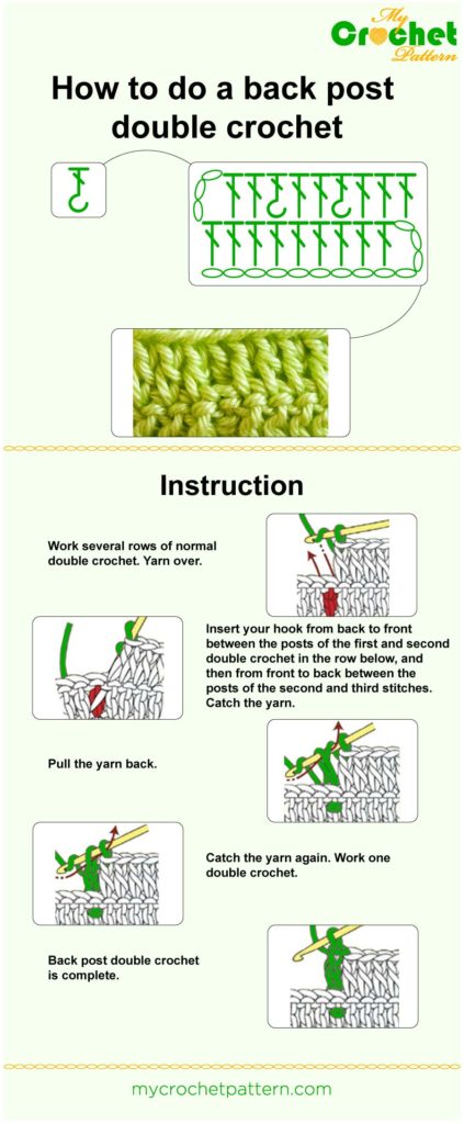 Back post double crochet tutorial | Mycrochetpattern