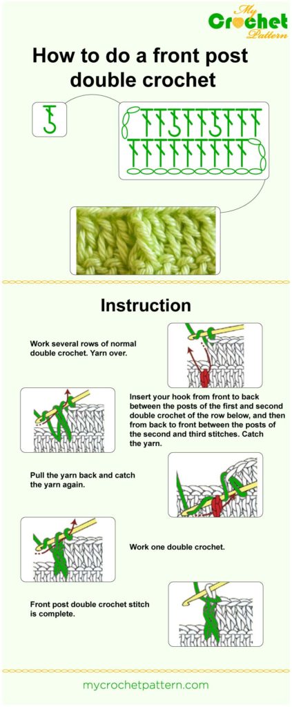 Front post double crochet tutorial | Mycrochetpattern
