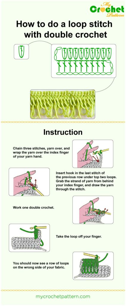 Loop stitch with double crochet tutorial | Mycrochetpattern