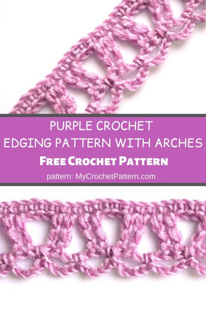 Purple crochet edging pattern with arches - MyCrochetPattern