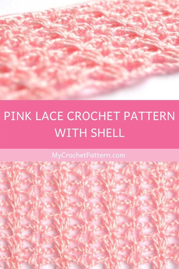 Pink lace crochet pattern with shell - MyCrochetPattern