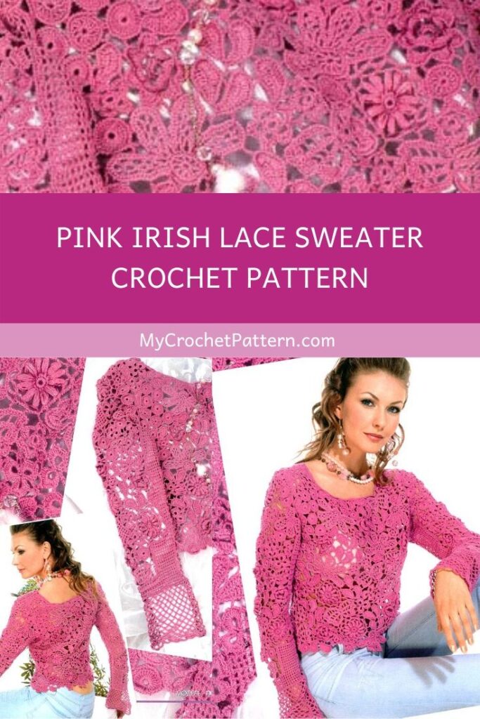 Pink irish lace sweater crochet pattern - MyCrochetPattern