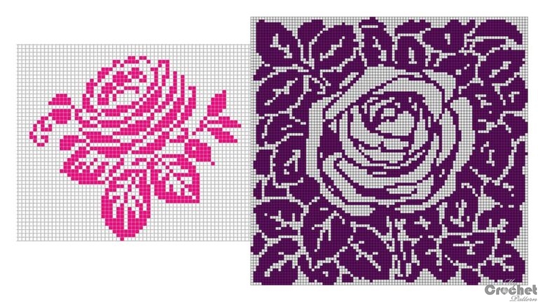 Rose filet crochet pattern - MyCrochetPattern