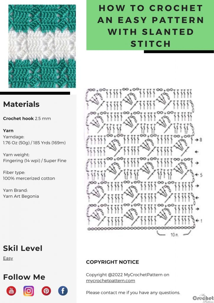 How to crochet an easy pattern with slanted stitch - MyCrochetPattern