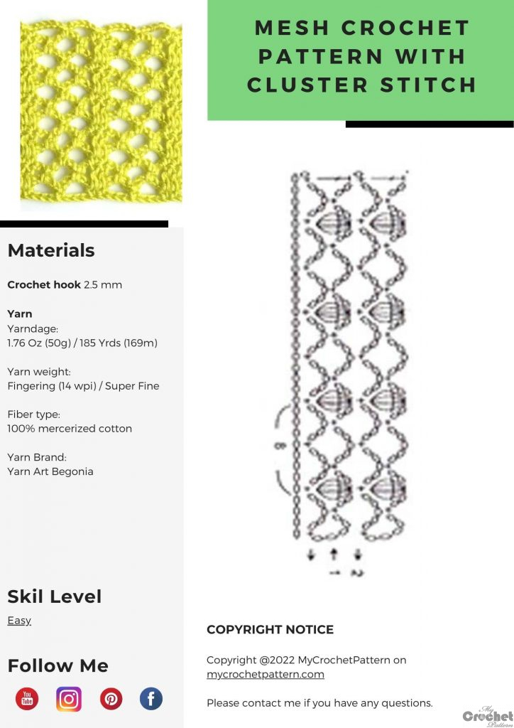 Mesh crochet pattern with cluster stitch - MyCrochetPattern